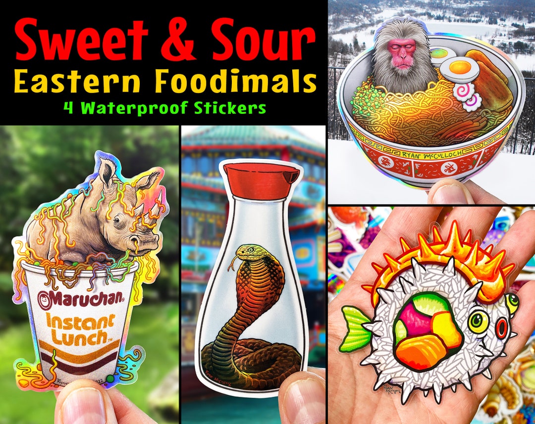 Sweet & Sour Eastern Foodimals Sticker Pack: Holographic and ...
