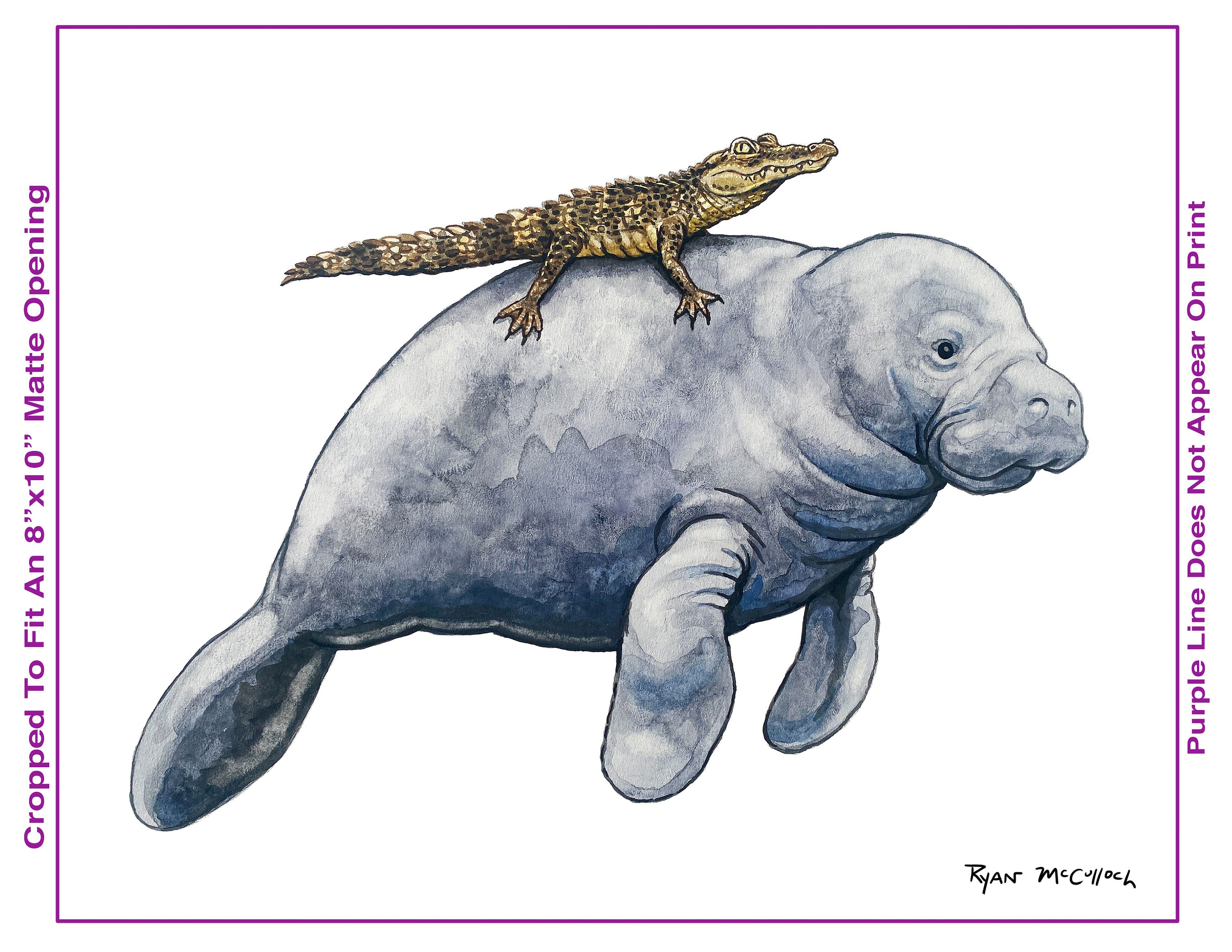 Signed Art Print: "florida Hitchhike" Alligator Riding on the Back of A ...