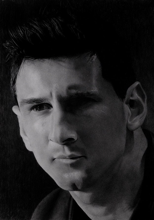 Original Handmade Portrait of Messi, Pencil Drawing of Messi, Messi ...