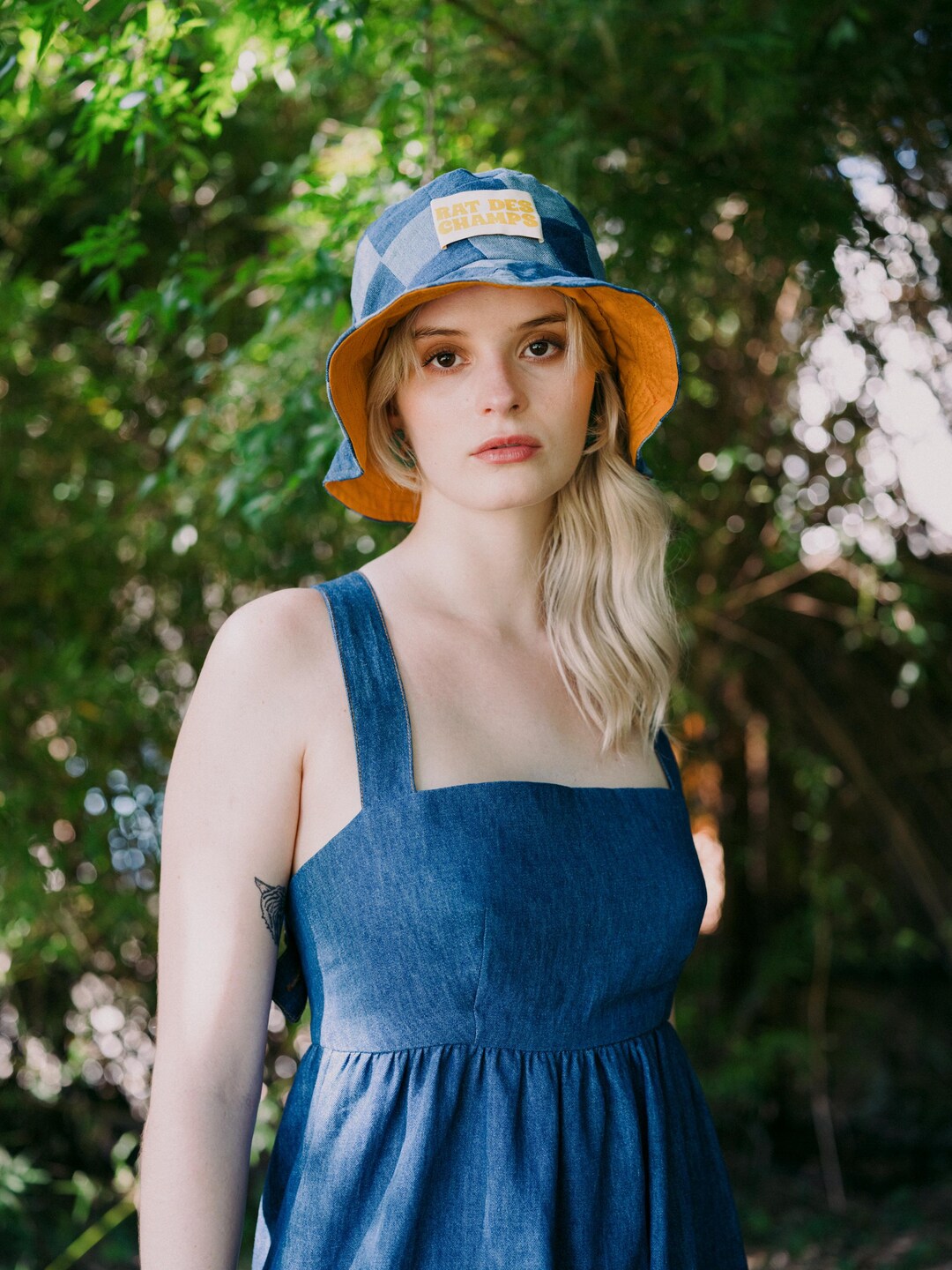 The Harbor Hat: Sustainable Patchwork Hat in Denim With a Cheddar Hued ...
