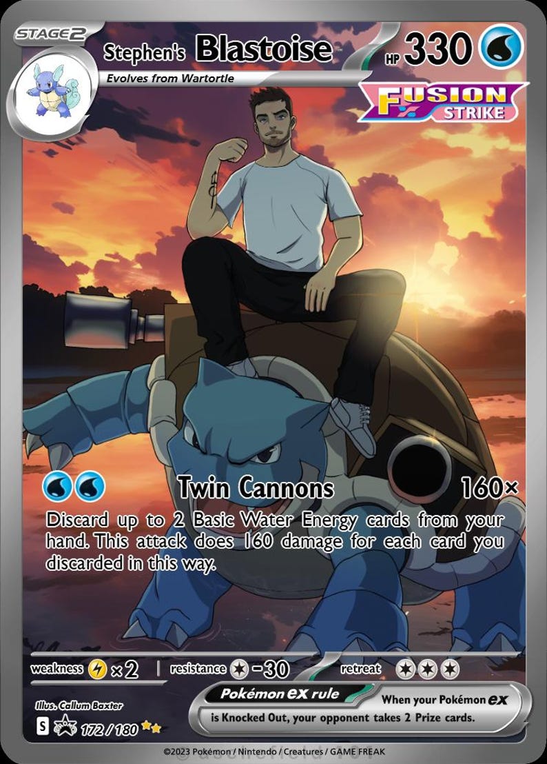 Custom Pokémon Card - Hand Drawn Digital Print - Etsy