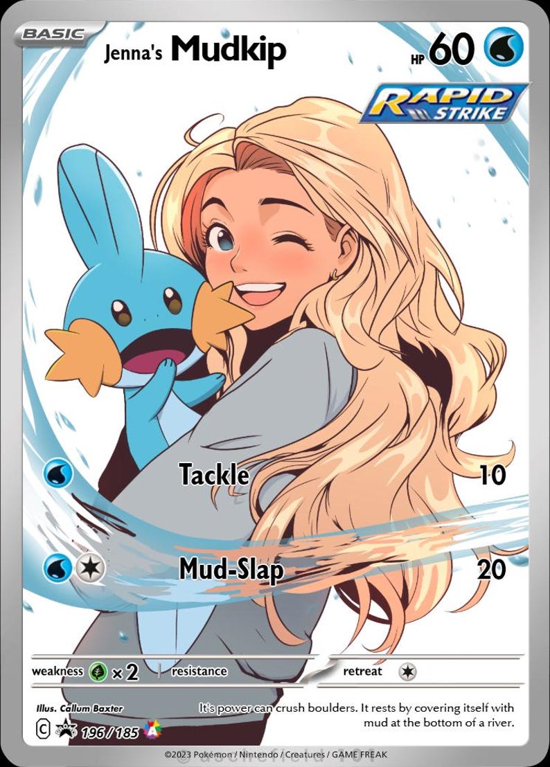 Custom Pokémon Card - Hand Drawn Digital Print - Etsy