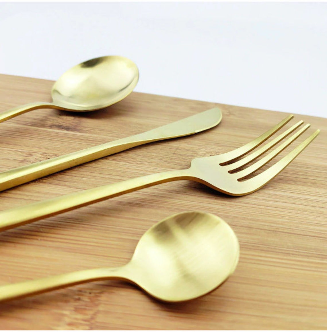 Matte Gold 4 Piece Flatware Set, Single Place Setting - Etsy