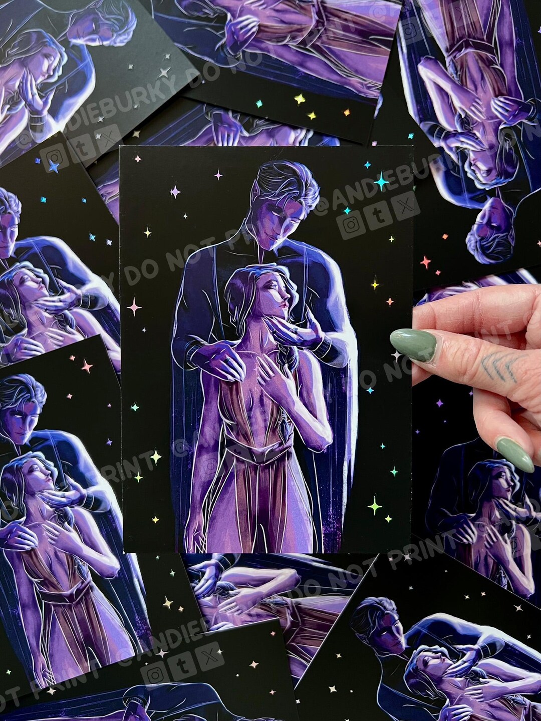 5x7" HOLOGRAPHIC Rhysand & Feyre Print | Sarah J Maas LICENSED ACOTAR Art Print - Etsy