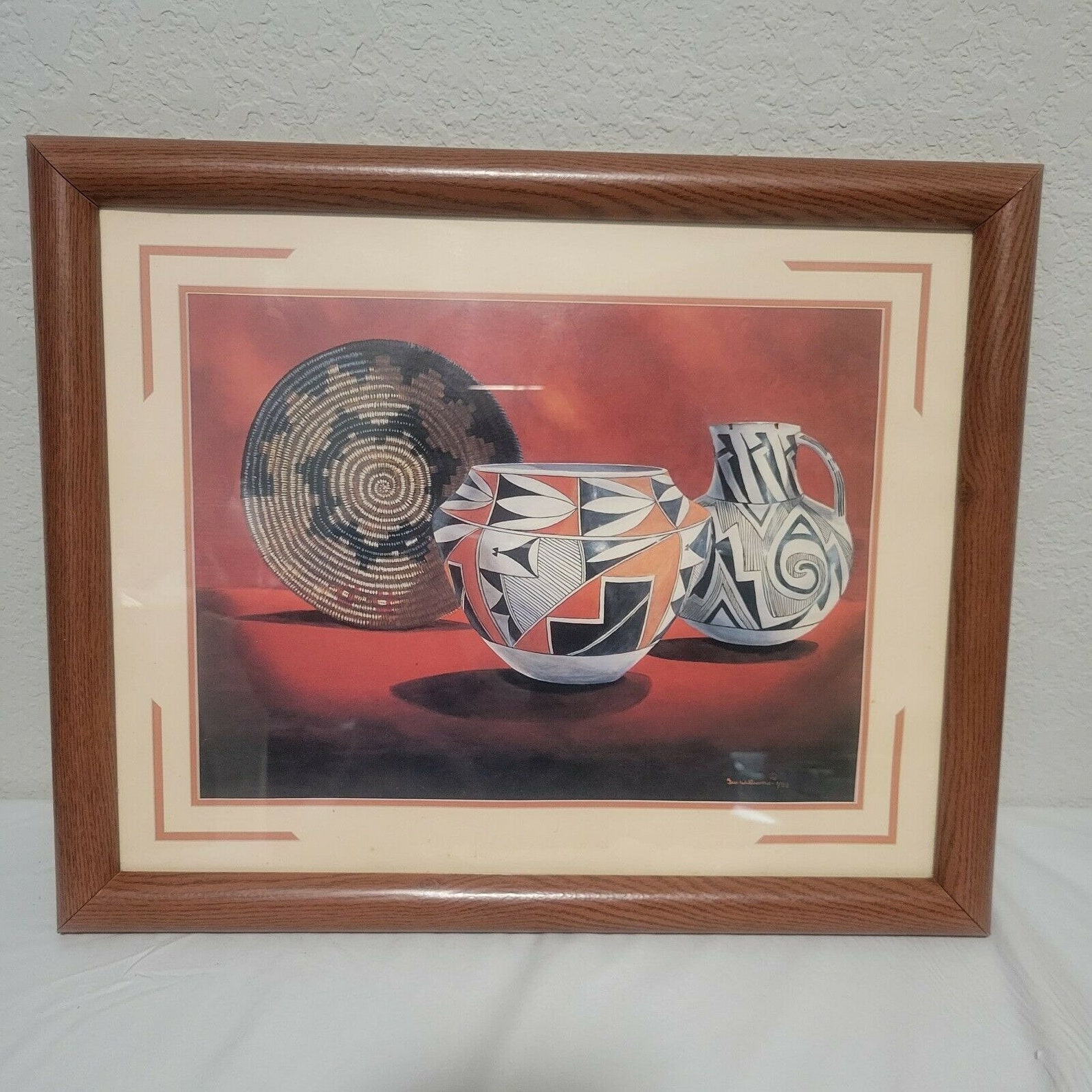 Native American Pottery Print Framed Hopi Tribal Wall Art 1/88 G W ...