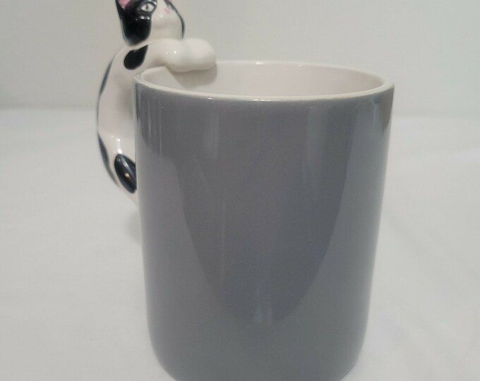 Hallmark Vintage Cat Handle Coffee Mug Black White Kitten Pink Nose ...