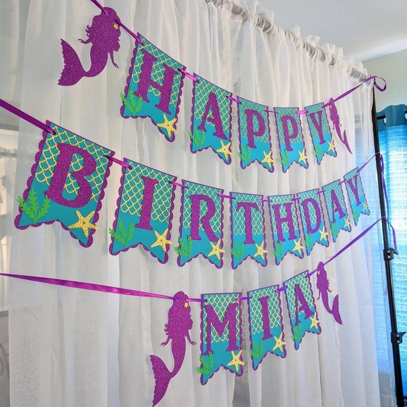 Mermaid Themed Happy Birthday Banner - Etsy