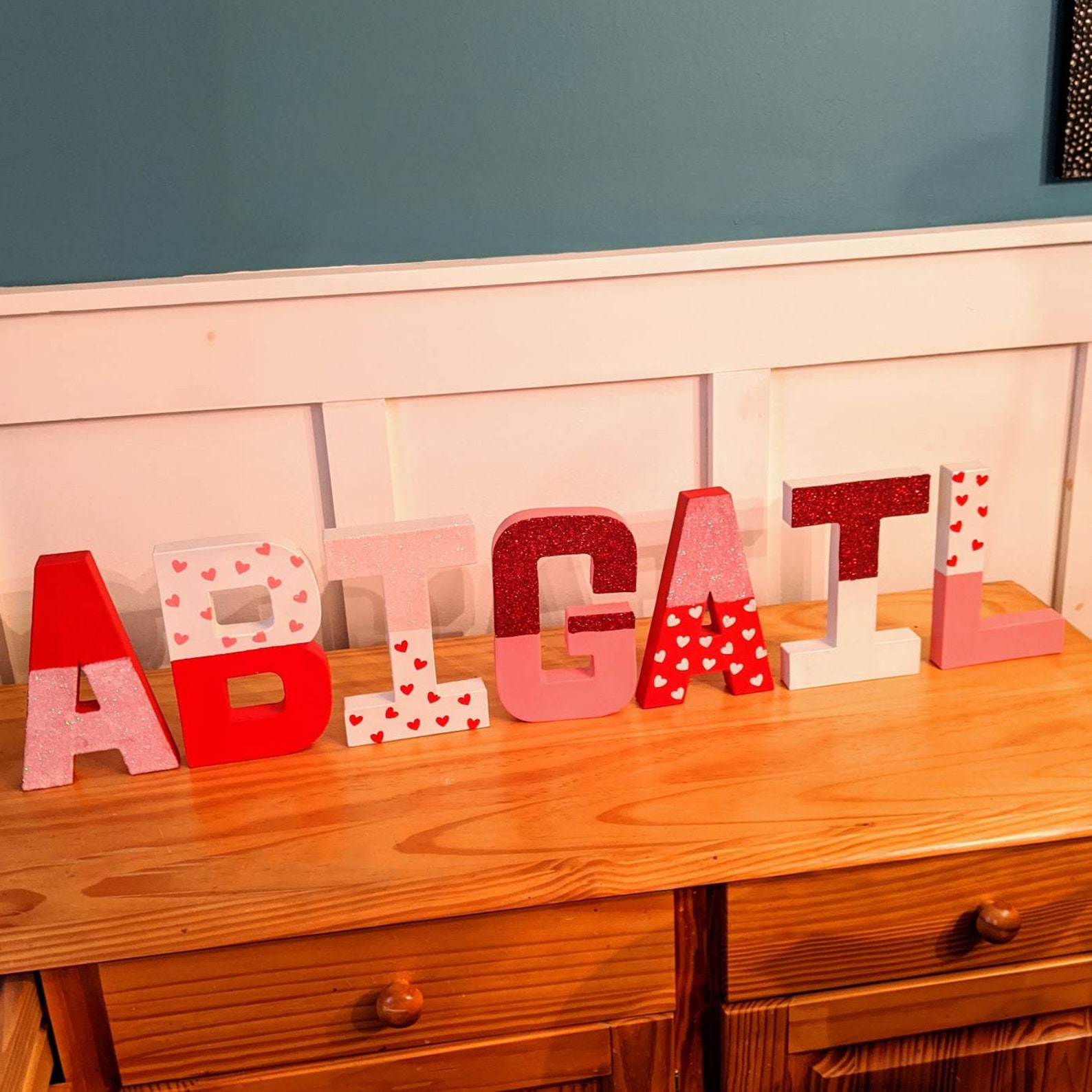 Custum 3D Free Standing 8 Inch Heart Themed Letters - Etsy