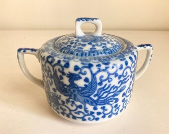 Vintage Japanese Porcelain Blue and White Phoenix Transfer | Etsy