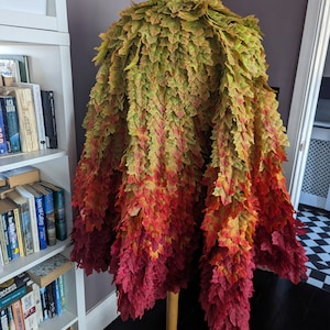 Fabric Leaf Cloak With Leather Leaves and Fungi Details Hip Length - Etsy