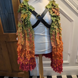 Fabric Leaf Cloak With Leather Leaves and Fungi Details Hip Length - Etsy