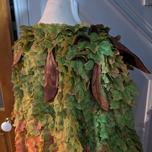 Fabric Leaf Cloak With Leather Leaves and Fungi Details Hip Length - Etsy