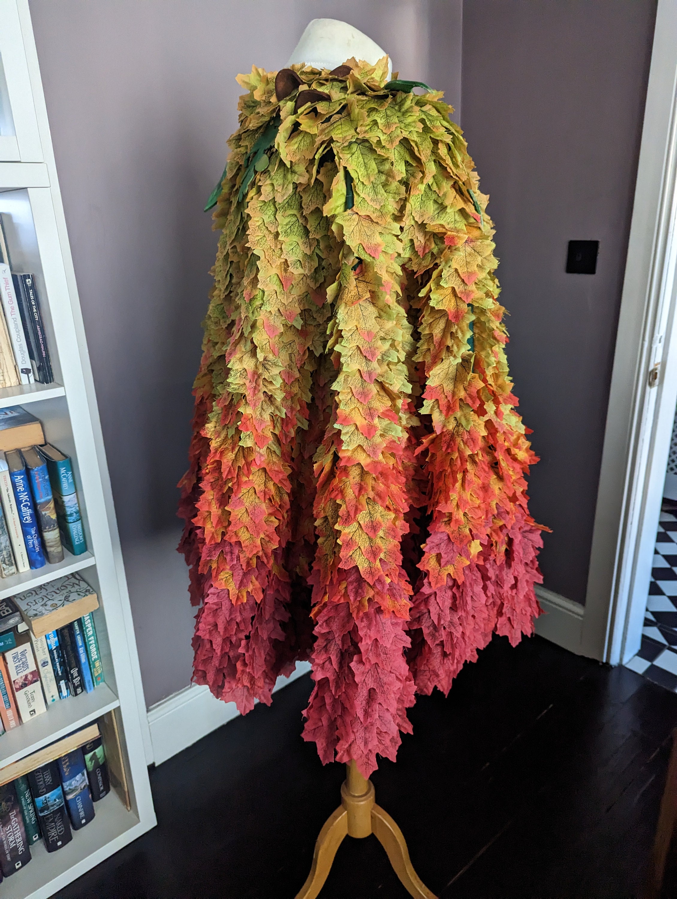 Fabric Leaf Cloak With Leather Leaves and Fungi Details Hip Length - Etsy