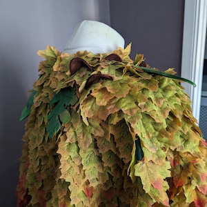 Fabric Leaf Cloak With Leather Leaves and Fungi Details Hip Length - Etsy