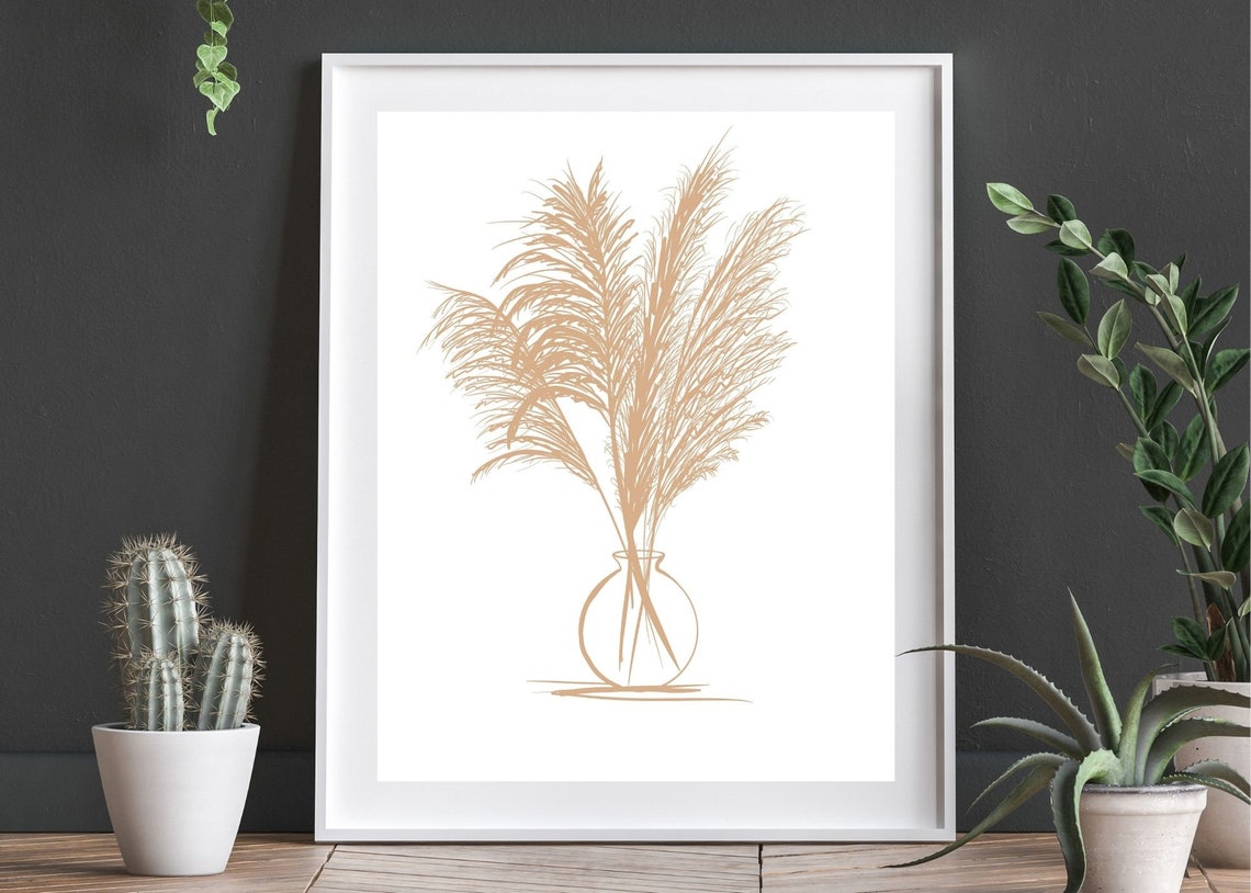 Pampas Grass Poster / Beige Wall Art / Minimalist Home Decor / Pampas ...