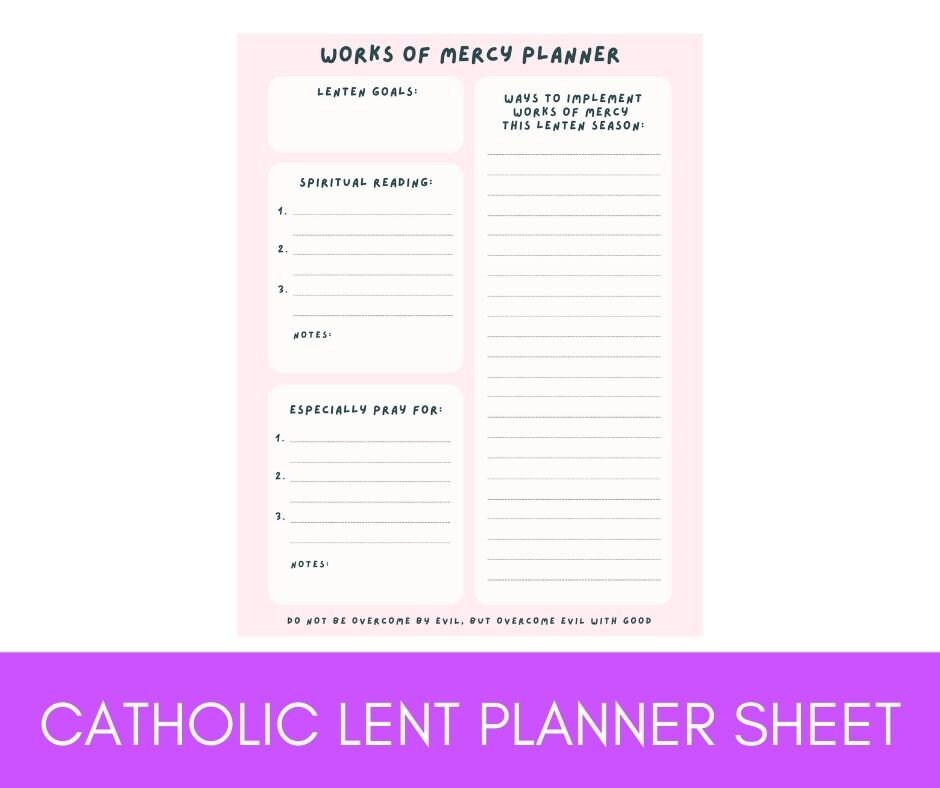 Catholic Lent Planner Sheet (digital Download) - Etsy