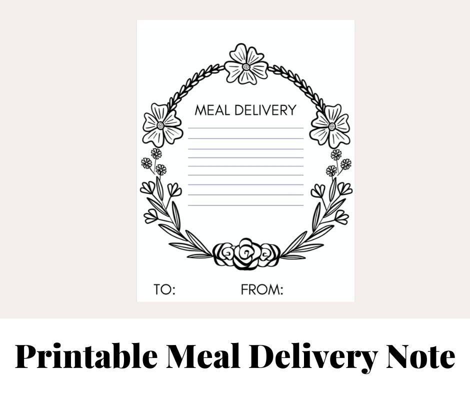 Printable Meal Delivery Note Stationery Sheet - Etsy