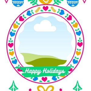 Holiday Card Template 5x7, DIY Modern Colorful Photo Card Template ...