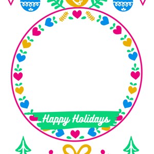 Holiday Card Template 5x7, DIY Modern Colorful Photo Card Template ...