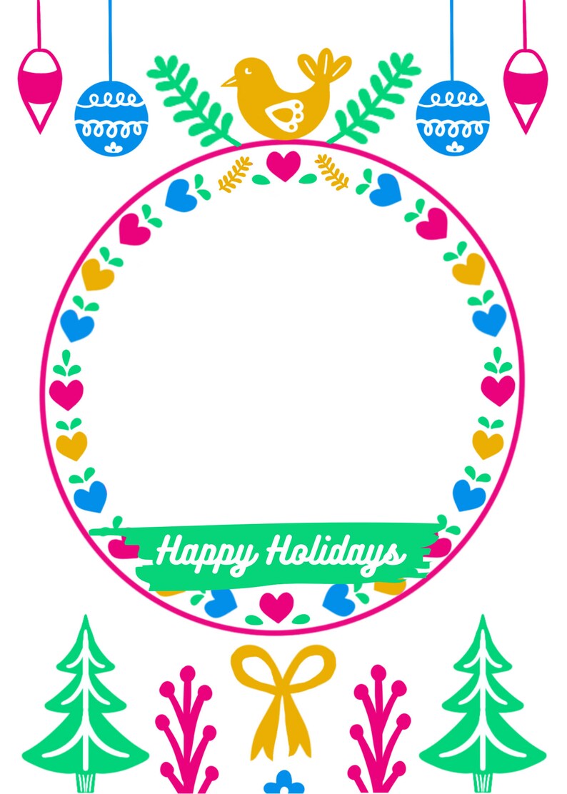 Holiday Card Template 5x7, DIY Modern Colorful Photo Card Template ...