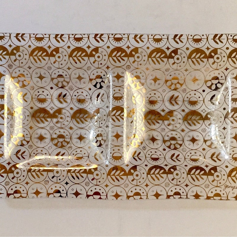 Gold Platter Mcm Glass - Etsy