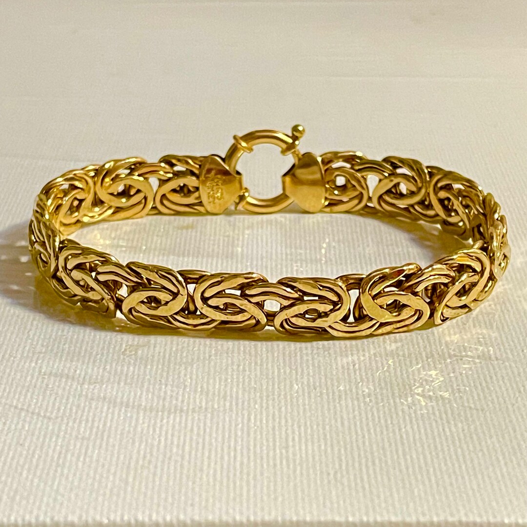 18K Yellow Gold Byzantine Bracelet Vermeil 8 Bold Gold Jewelry - Etsy