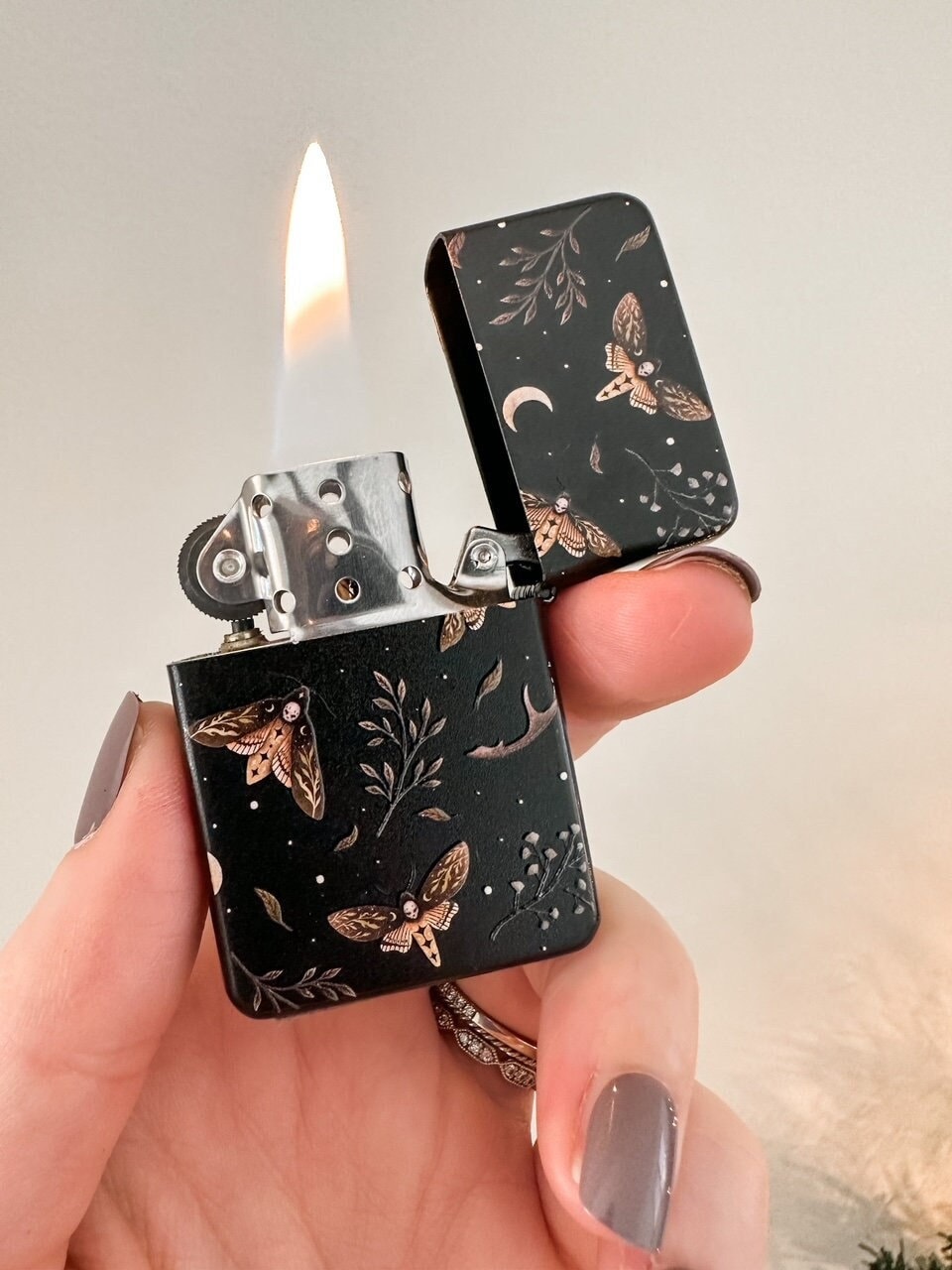 Cool Lighter Witchy Lighter Cute Lighter Aesthetic Lighters Death s Head Moth Lighter Windproof Flip Top Lighter Gothic Lighter Gift