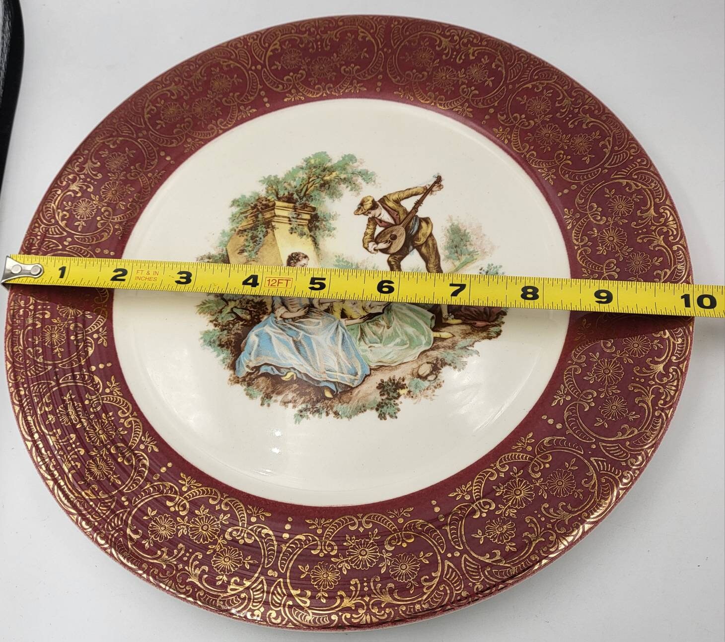 Mid Century Sebring Pottery - Serenade Dinner Plate - Burgundy Rim & 22 ...