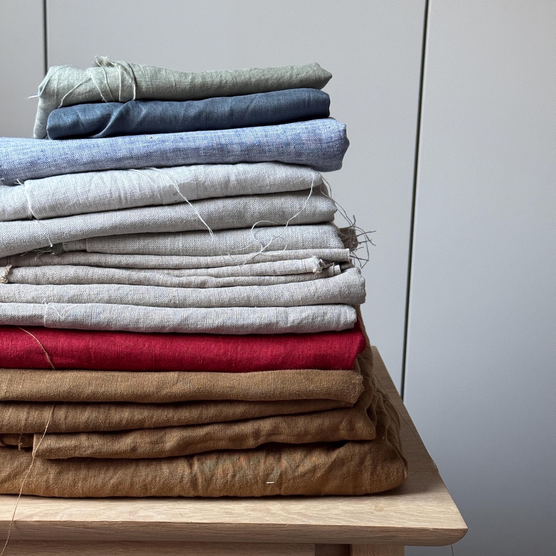 Dead Stock Offcut Linen Fabric by the Meter for Sewing and Dress-making Medium-weight Light ...