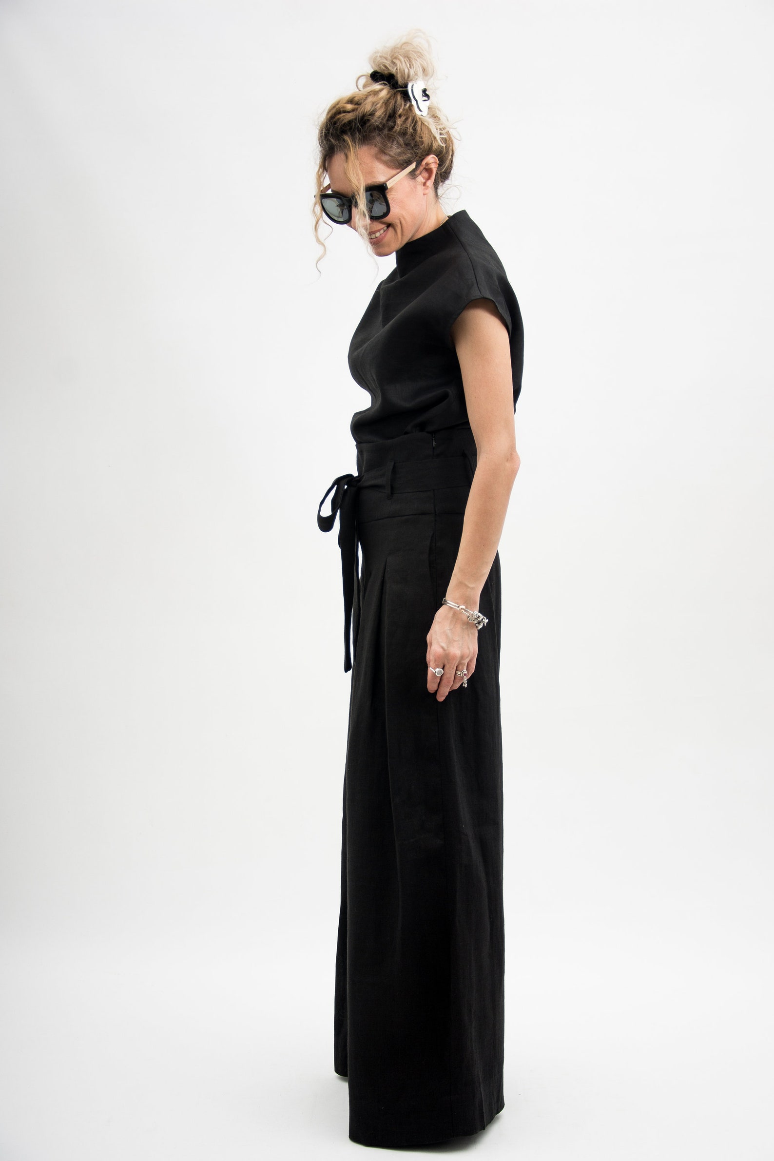 Black Linen Crop Top Avant Garde Clothing, Linen Blouse Women Short ...
