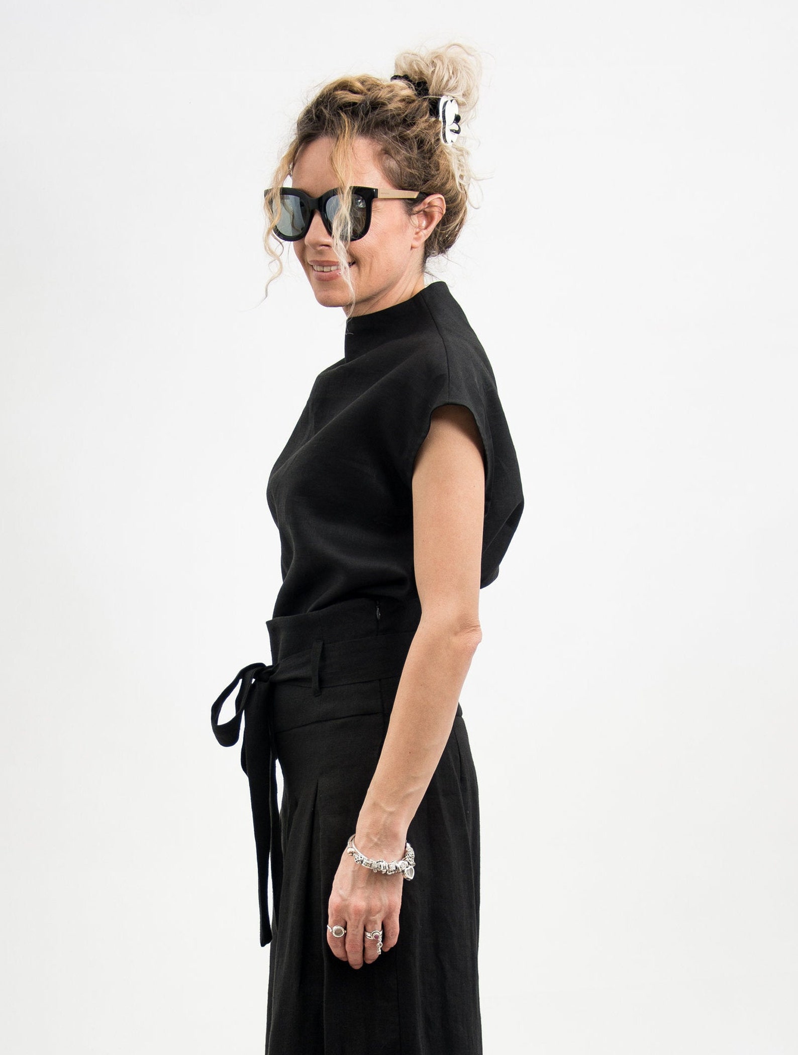 Black Linen Crop Top Avant Garde Clothing, Linen Blouse Women Short ...