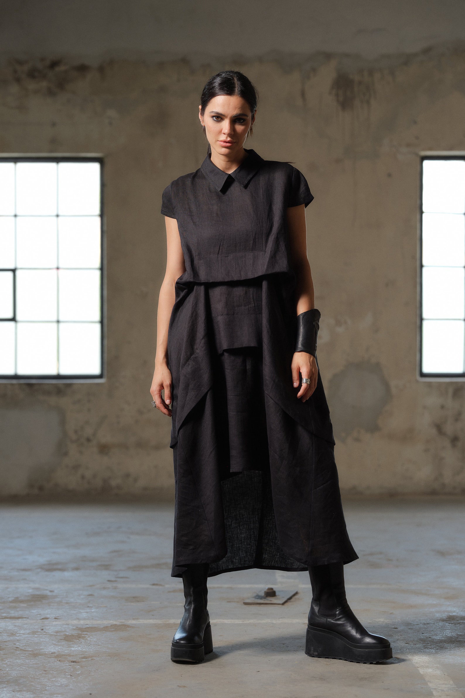 Black Asymmetrical Dress Avant Garde Clothing Women, Plus Size Midi ...