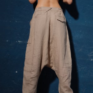 Contemporary Drop Crotch Linen Pants, Harem Pants Women's, Avant Garde ...