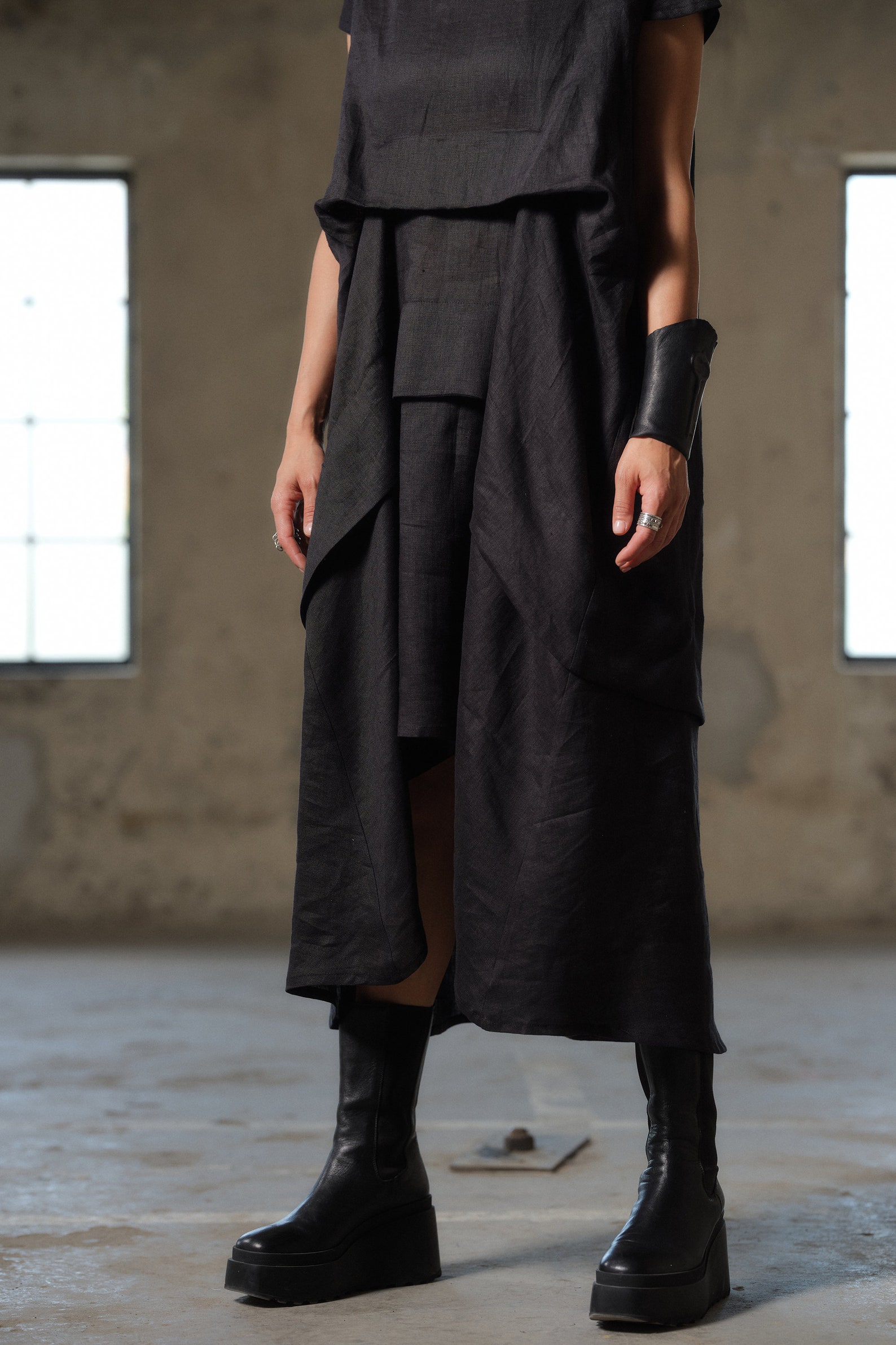 Black Asymmetrical Dress Avant Garde Clothing Women, Plus Size Midi ...