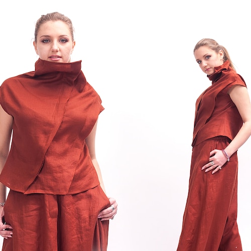 Black Linen Crop Top Avant Garde Clothing Linen Blouse Women - Etsy