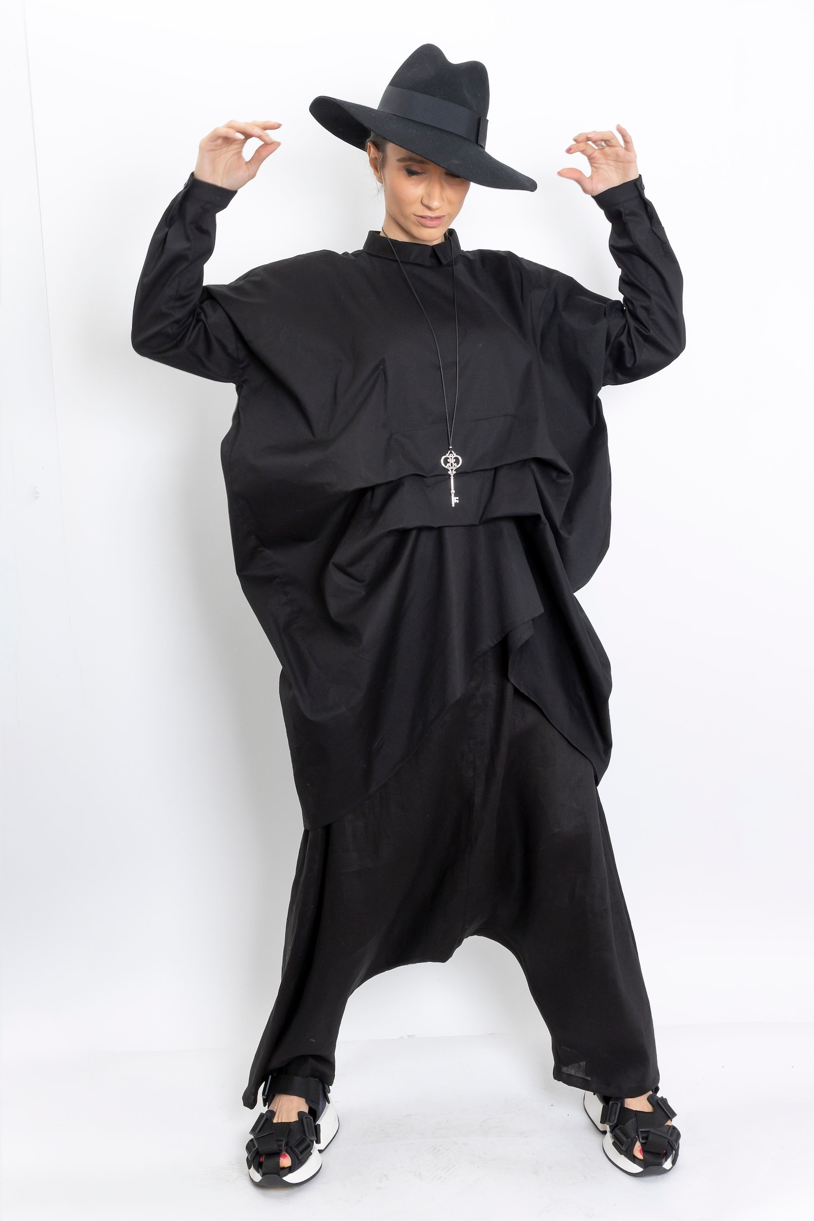 Cotton Shirt Women Black Avant Garde Clothing Long Sleeve - Etsy