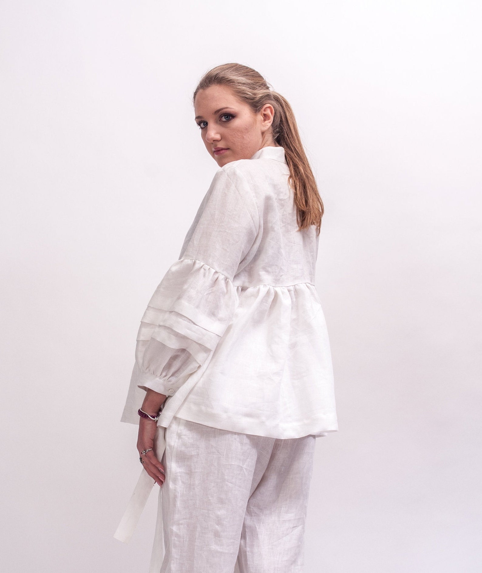 Womens linen top plus size clothing for women White linen | Etsy