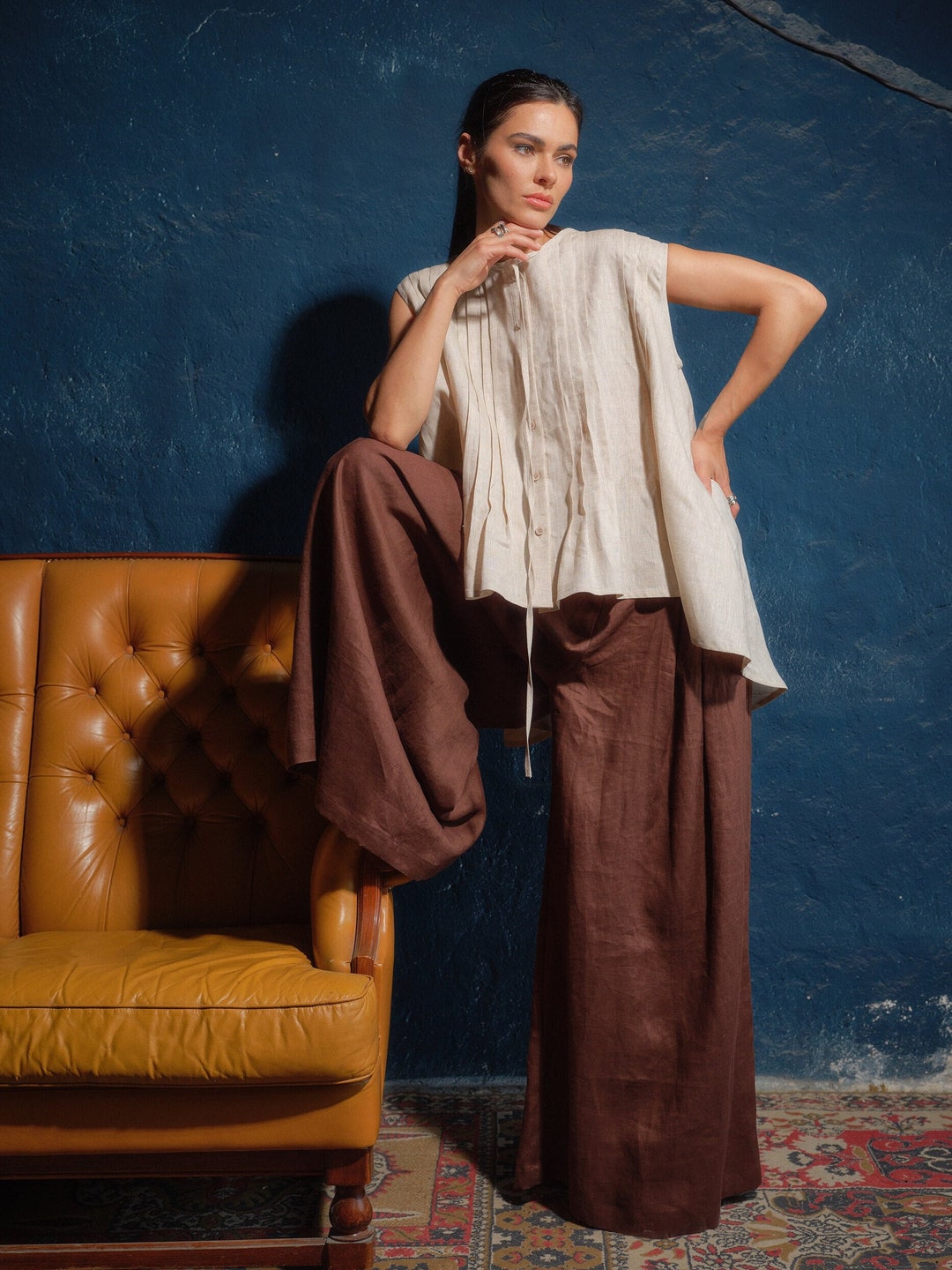 Light Beige Linen Blouse Women Sleeveless Linen Shirt Women ...