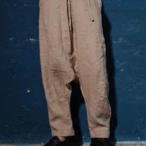 Contemporary Drop Crotch Linen Pants, Harem Pants Women's, Avant Garde ...
