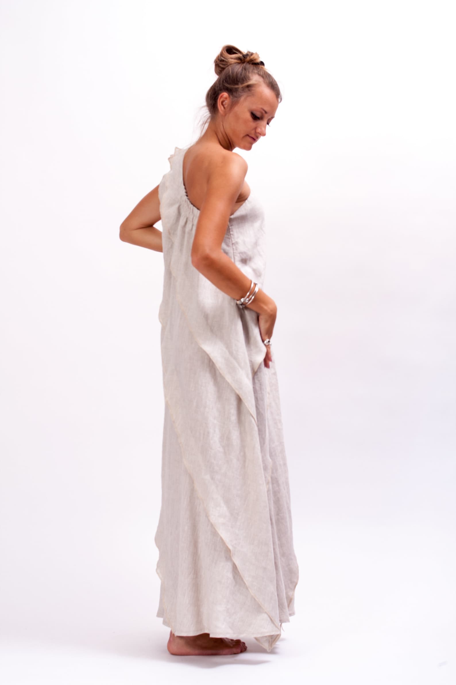 Beige Linen Kaftan Dress Linen Clothing Linen Maxi Dress - Etsy