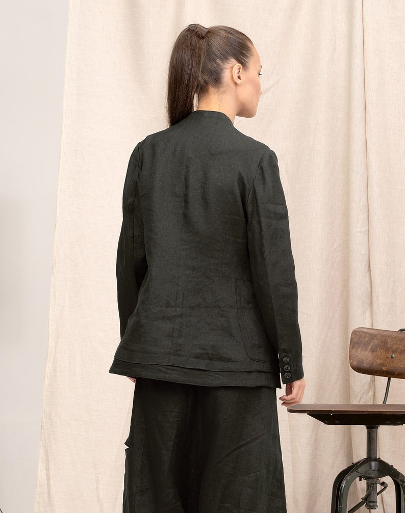 Extravagant Linen Blazer With Double Lapels Linen Suit Jacket - Etsy