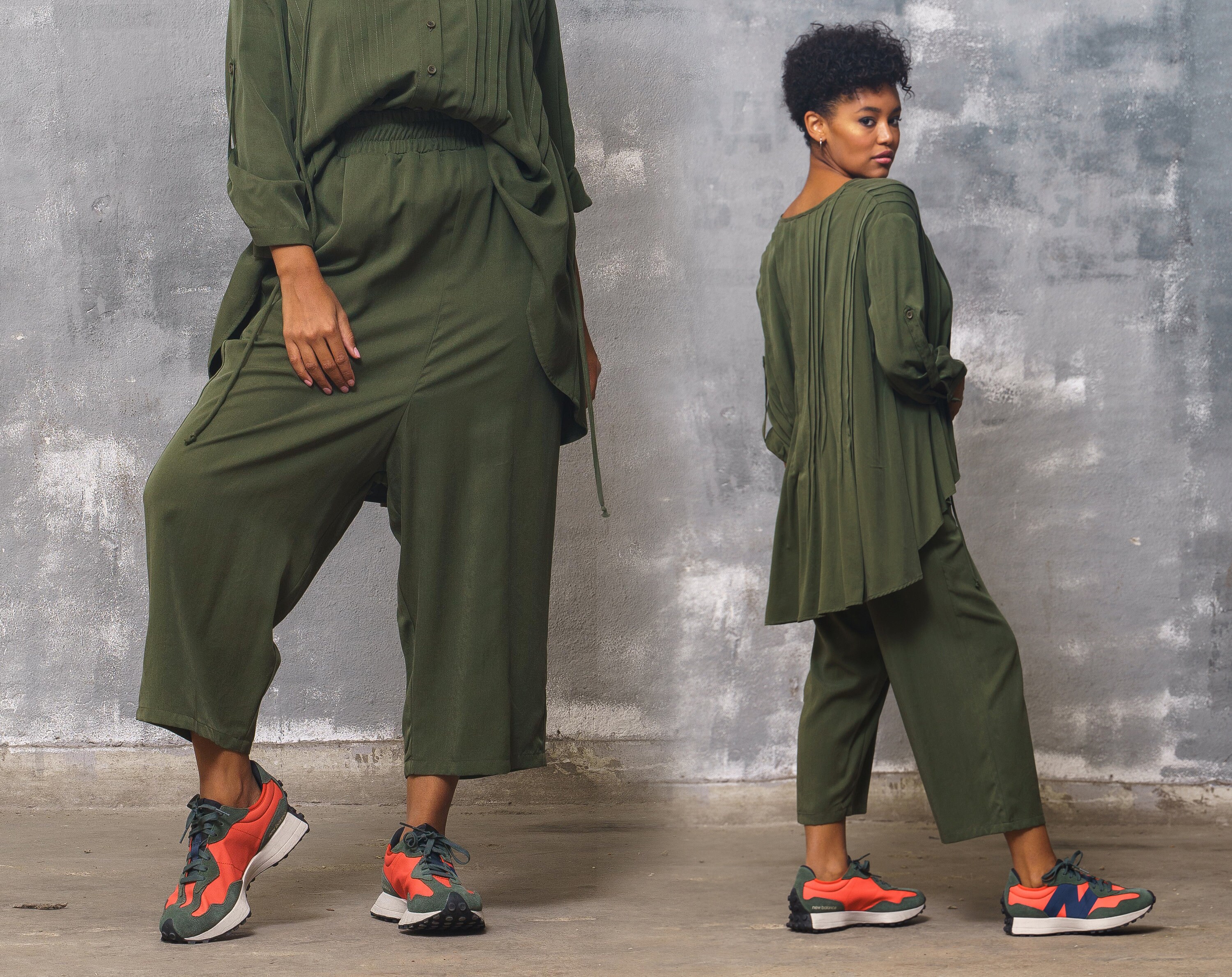 Khaki Capri Pants Women Elastic Waist Pants Loose Fitting Pants Women Boho Pants Women Etsy UK