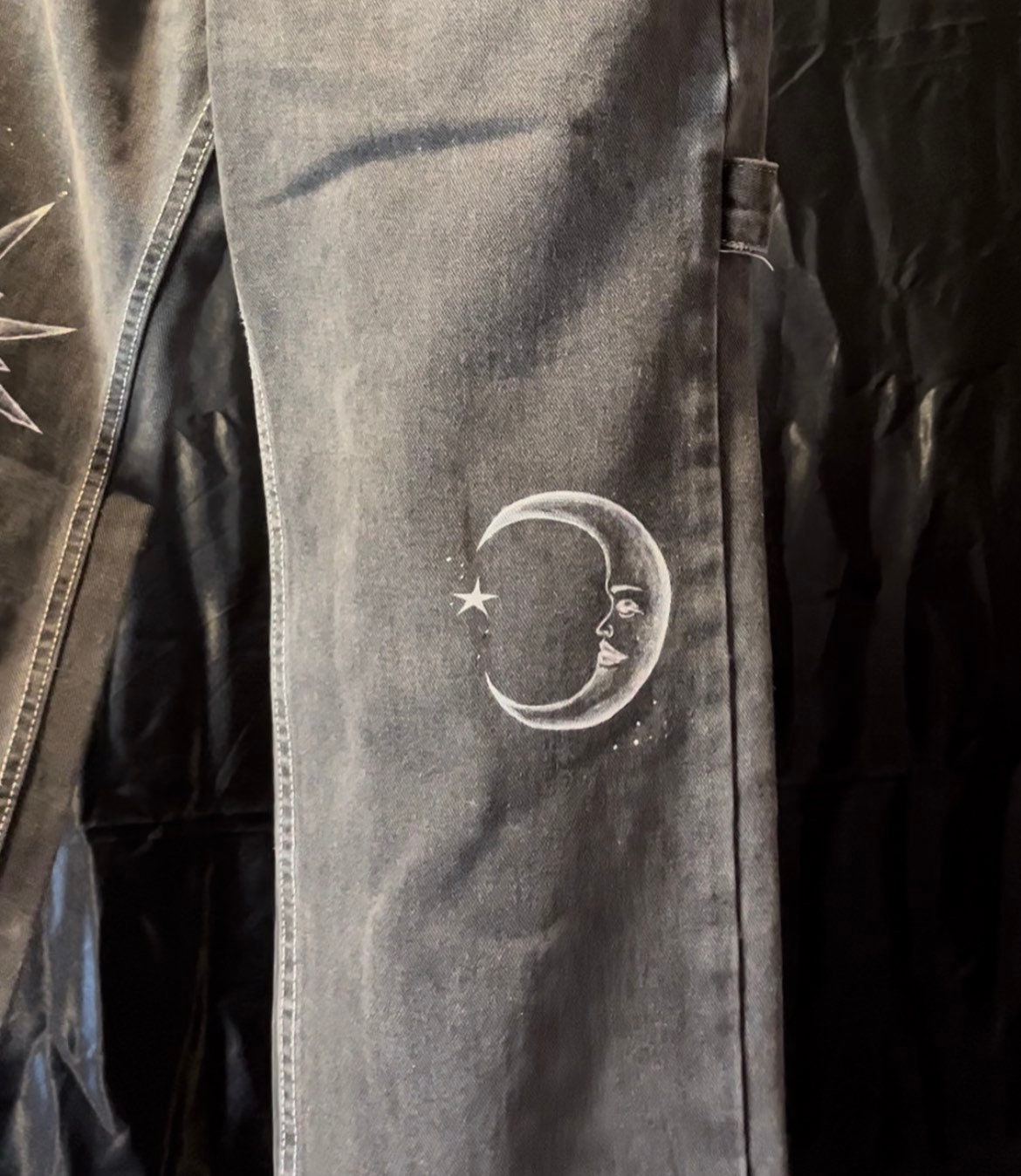 Sun and Moon Knee Hand Painted Jeans - Etsy