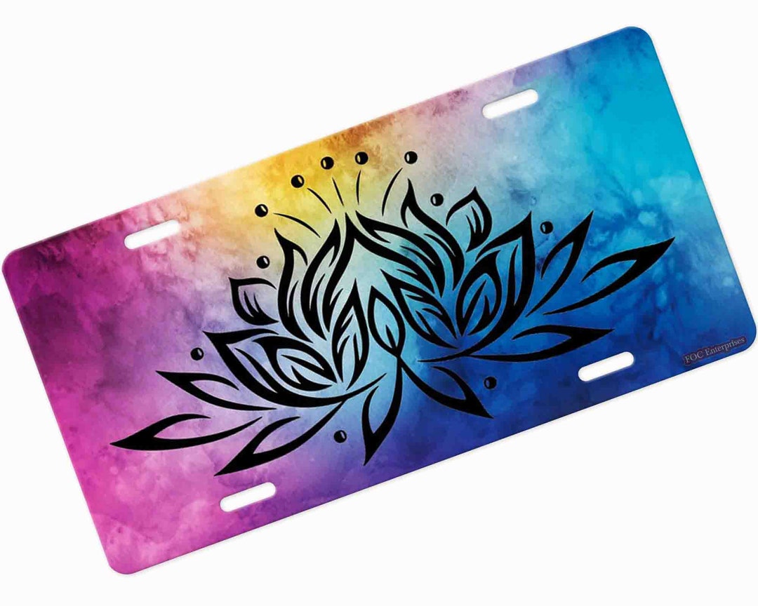 Beautiful Tribal Lotus Flower Yoga Mandala Novelty License Plate Cover ...