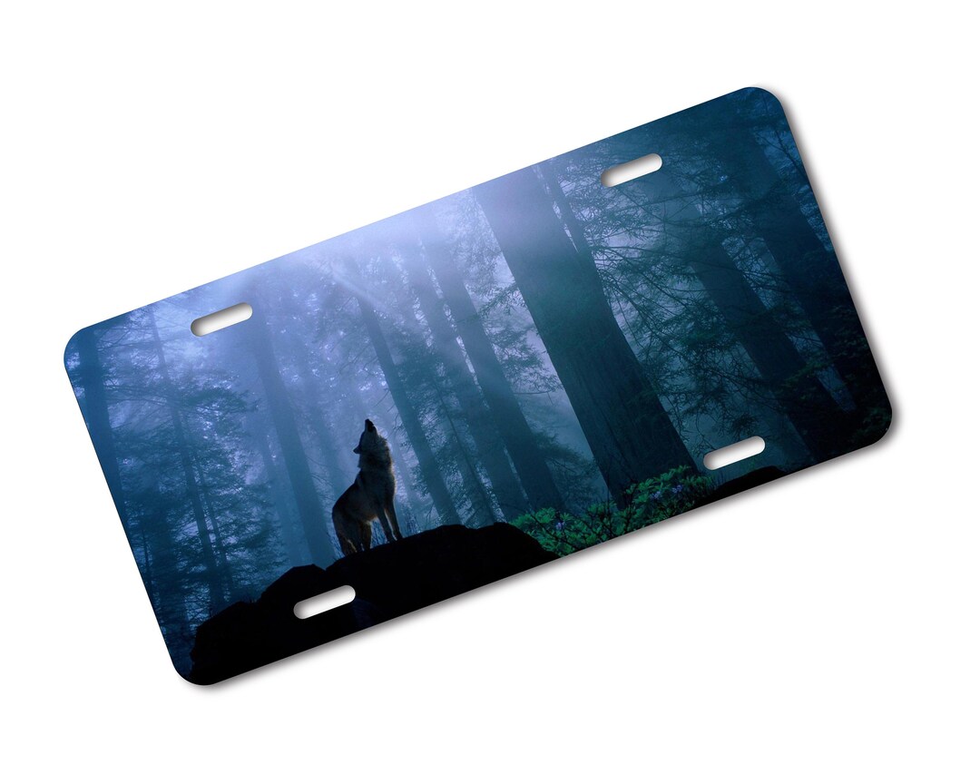 Wolf Howling Wild Animal Wolf Night Moon Decorative Novelty License ...