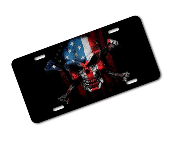 US Skull American Flag Skull Custom Design Novelty Car License - Etsy
