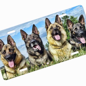 Cute German Shepherd Dogs Novelty License Plate Cover Auto Car Tag ...