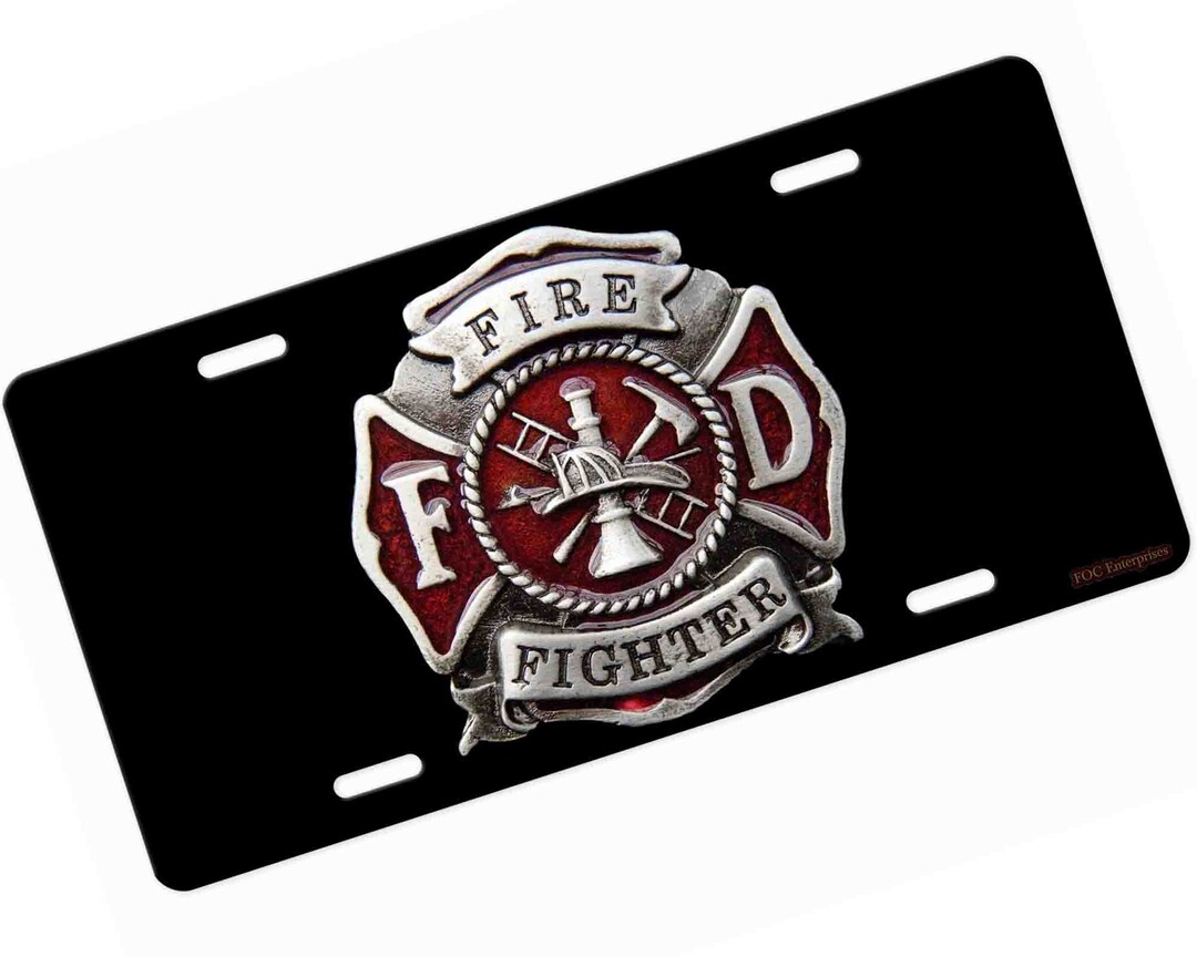 Fire Fighter Logo Custom Design Novelty License Plate Cover Auto Car ...