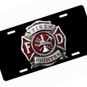 Fire Fighter Logo Custom Design Novelty License Plate Cover Auto Car ...