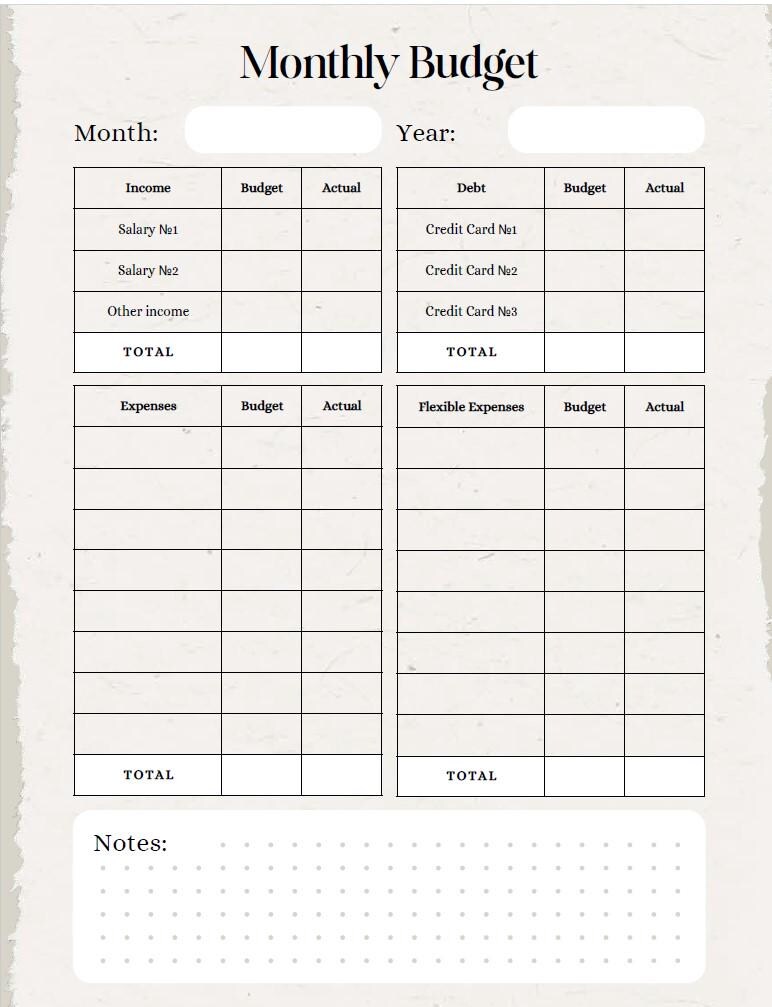 12-month Budget & Goal Tracker | Printable PDF | Simple Monthly Planner ...